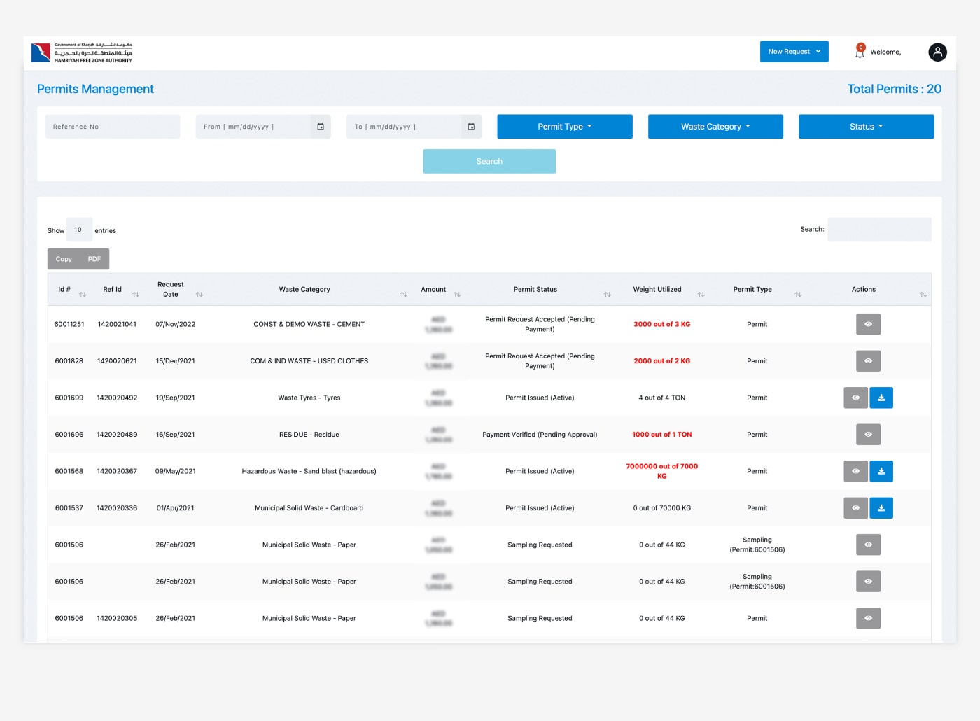 Hamryah Waste Permit Portal